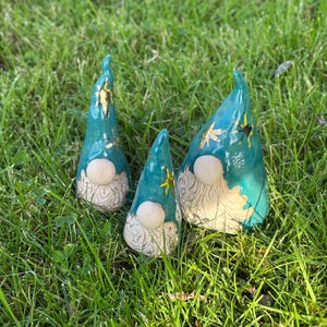 Lucky Gnomes, Set of 3, Gonks Family, Christmas, Green Ceramic Gonks ...