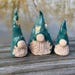 Lucky Gnomes, Set of 3, Gonks Family, Christmas, Green Ceramic Gonks ...