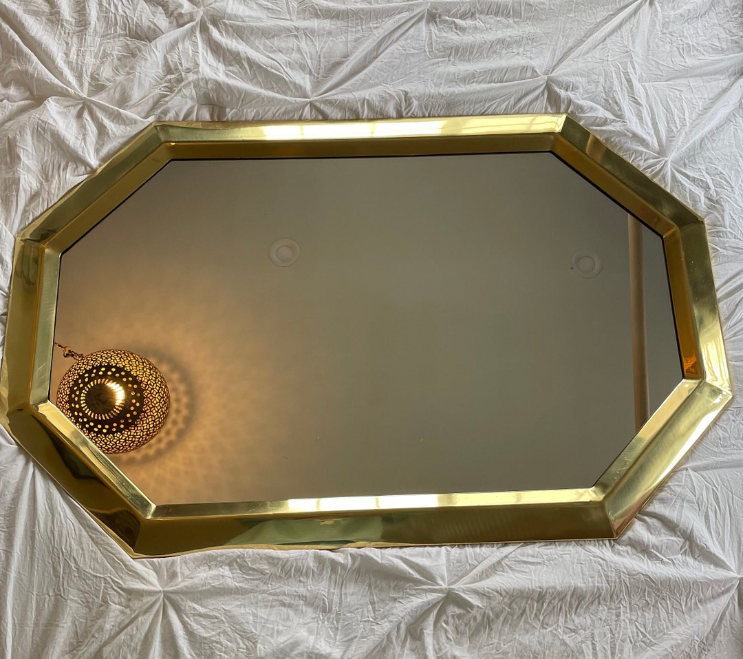 Vintage Brass Hexagonal Mirror - Etsy