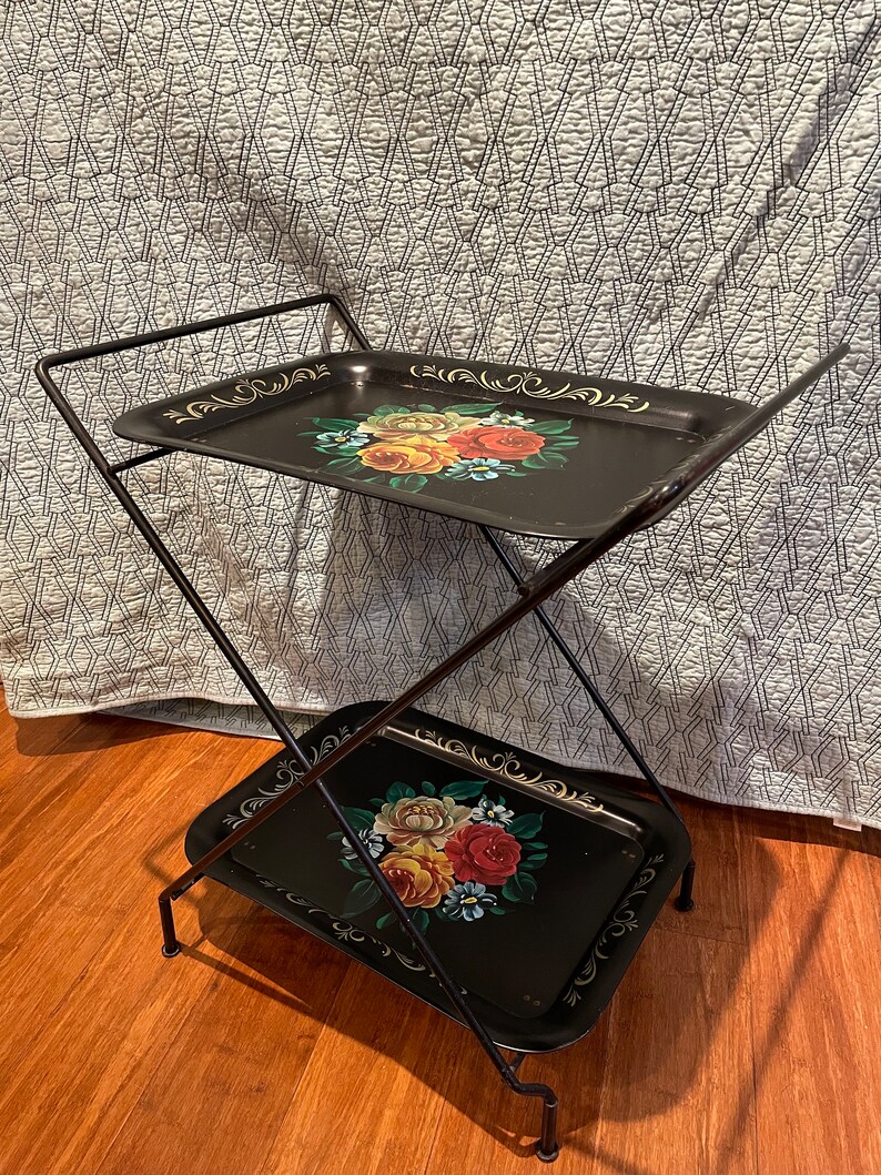 Tole Tray Folding Tea Cart - Etsy