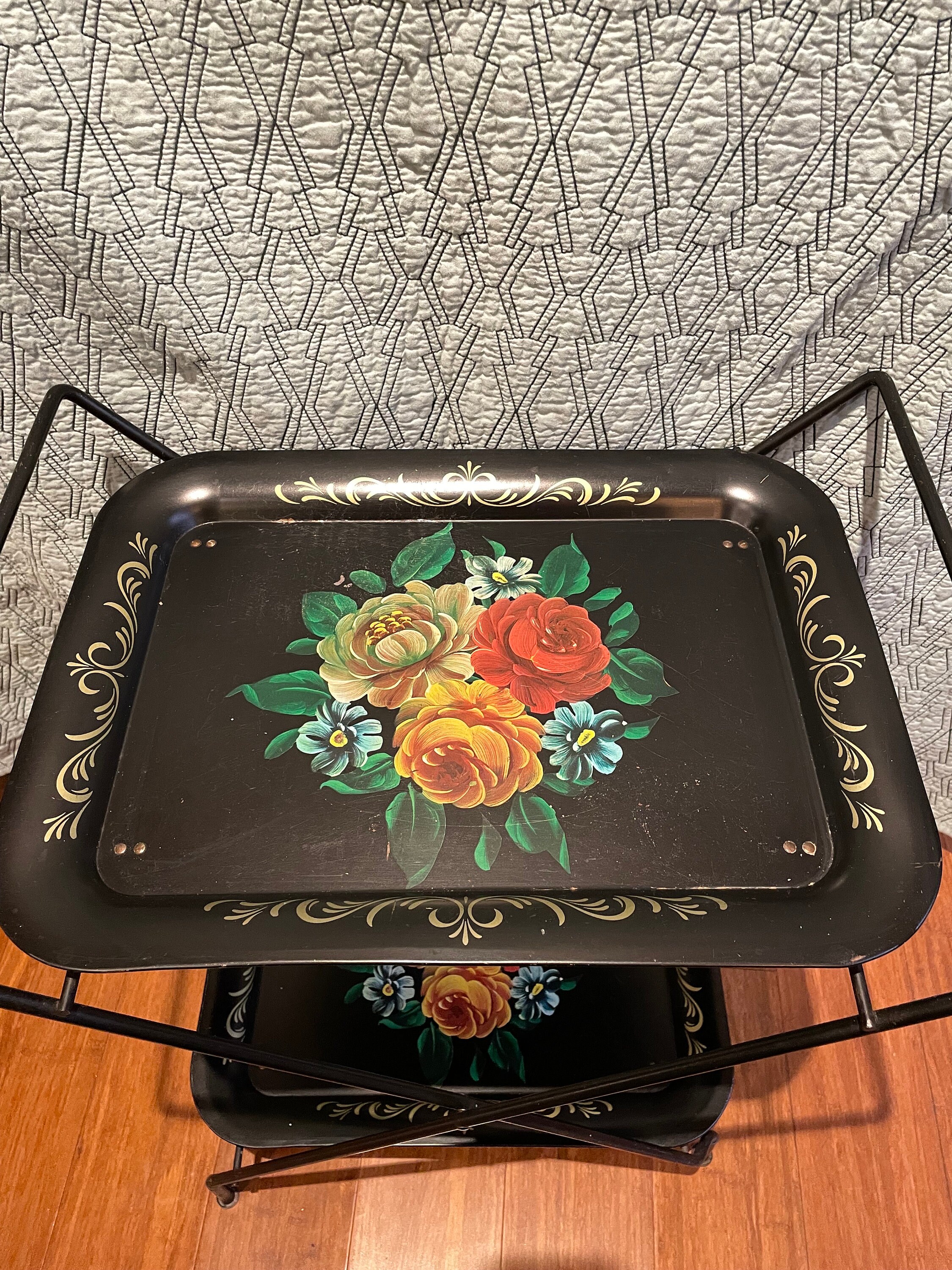 Tole Tray Folding Tea Cart - Etsy