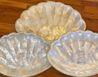 Capiz Shell Long Trays Set of 3 Made in Philippines, Windowpane Oysters ...