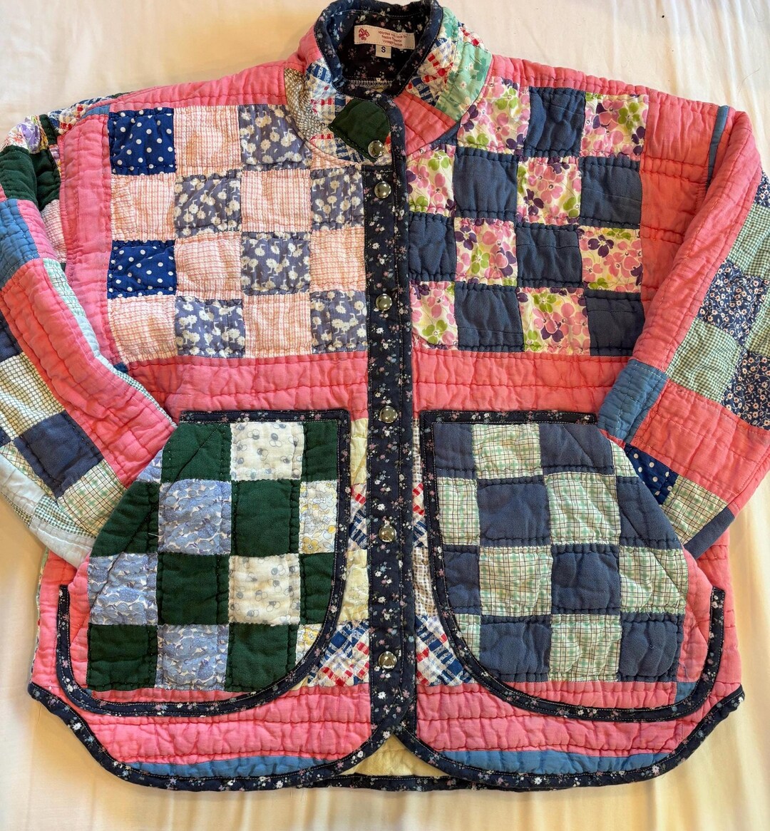 Handmade Patchwork Quilt Coat: Vintage 1940s Feedsack Jacket - Small - Etsy