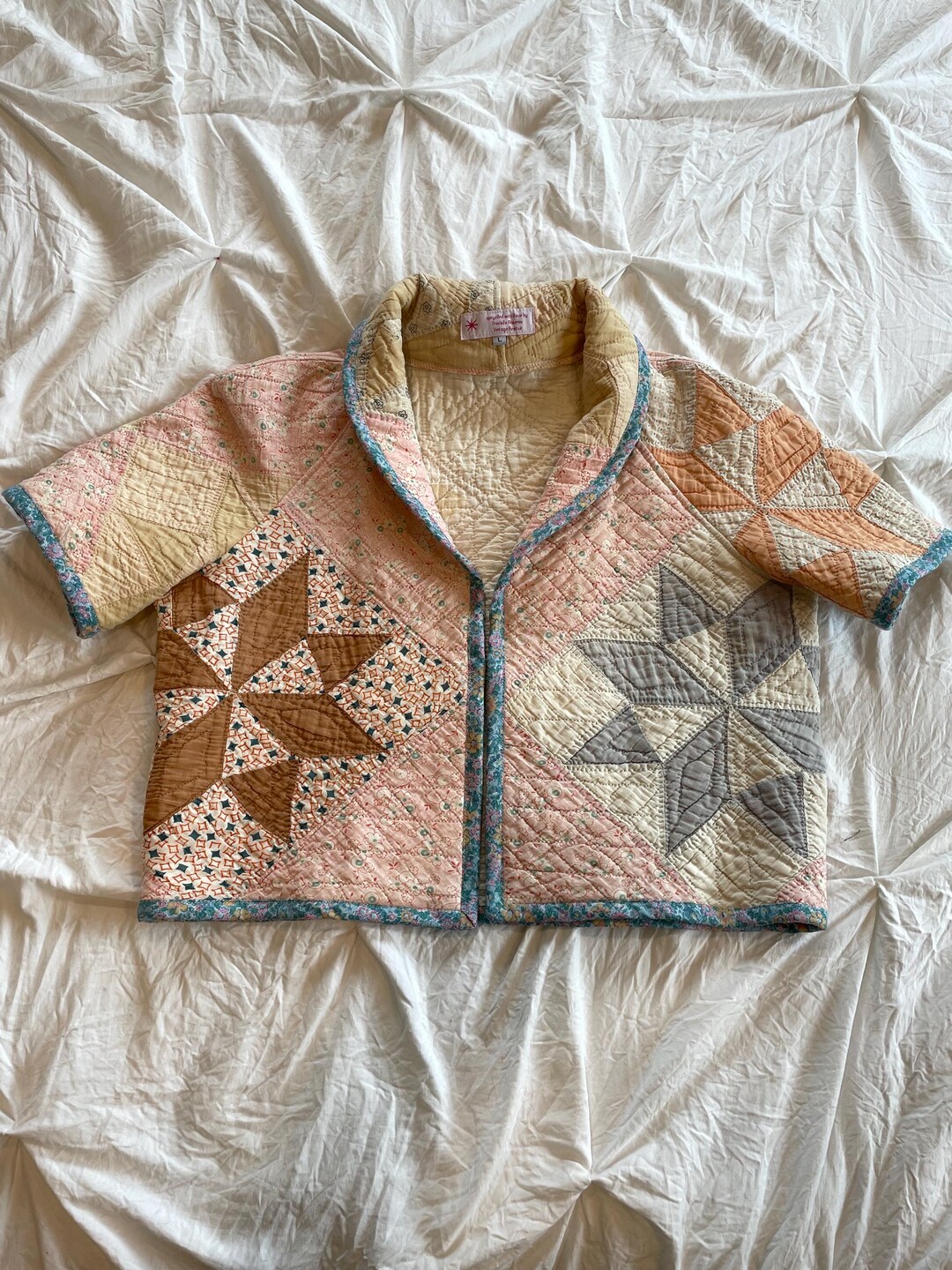 Quilt Bolero Jacket From Vintage Handsewn Handquilted Feedsack Quilt - Etsy