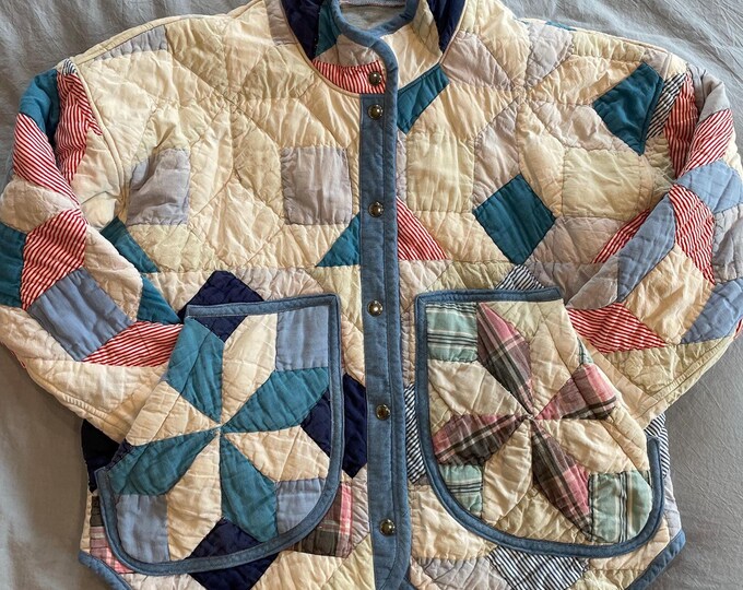 Handmade Quilt Coat From Vintage Handpieced, Hand Quilted Star Quilt ...