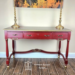 Elegant Vintage Red Console Table/refinished/hand Painted - Etsy