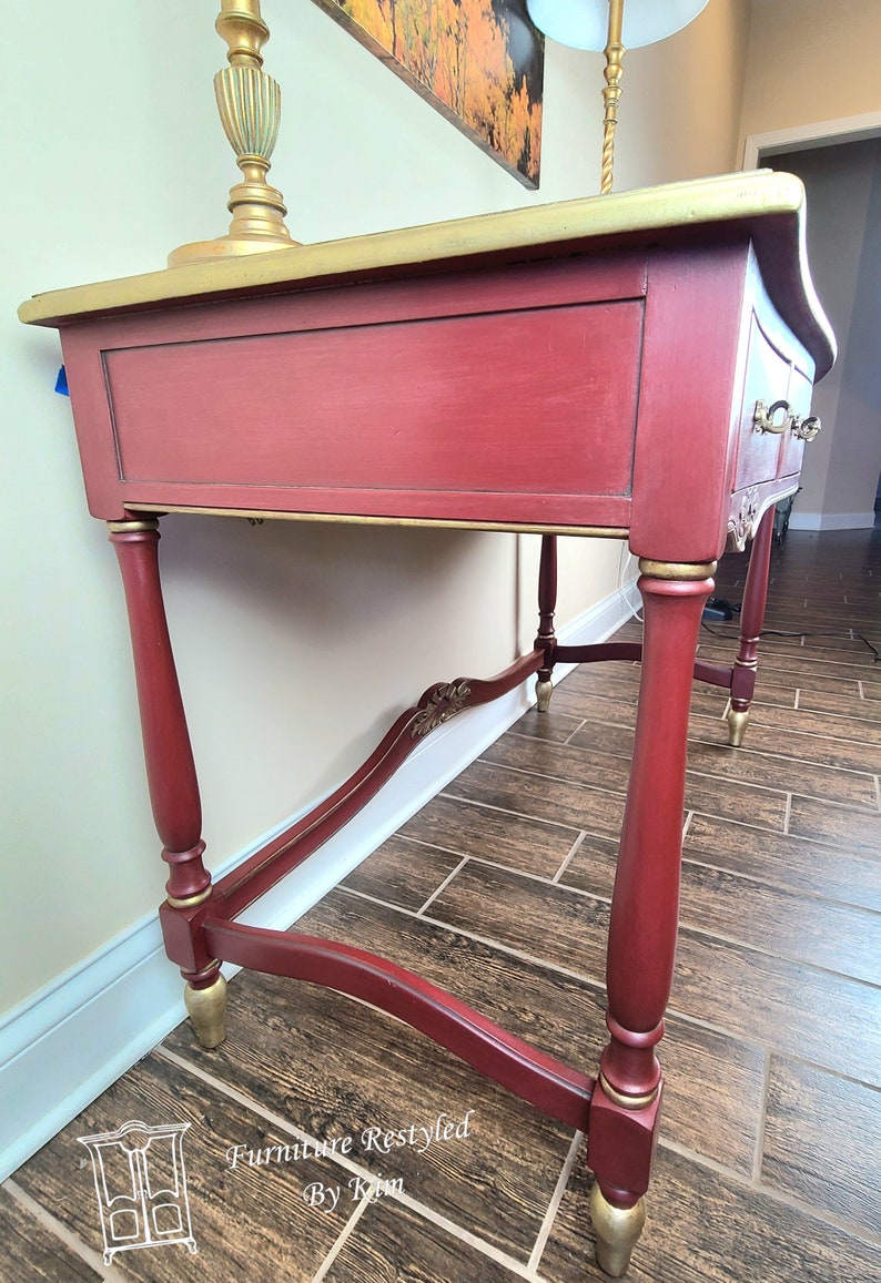 Elegant Vintage Red Console Table/refinished/hand Painted - Etsy