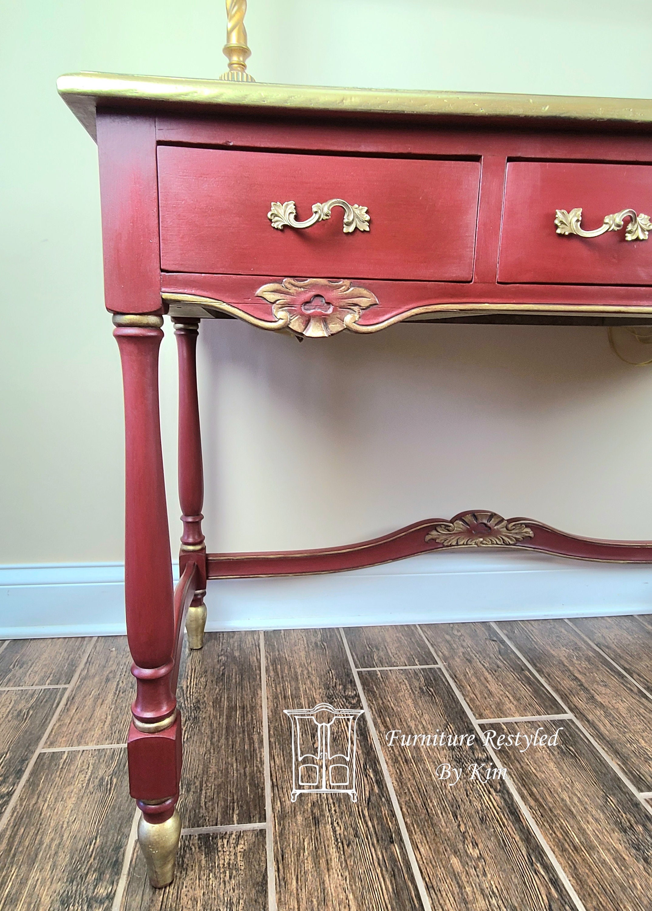 Elegant Vintage Red Console Table/refinished/hand Painted - Etsy