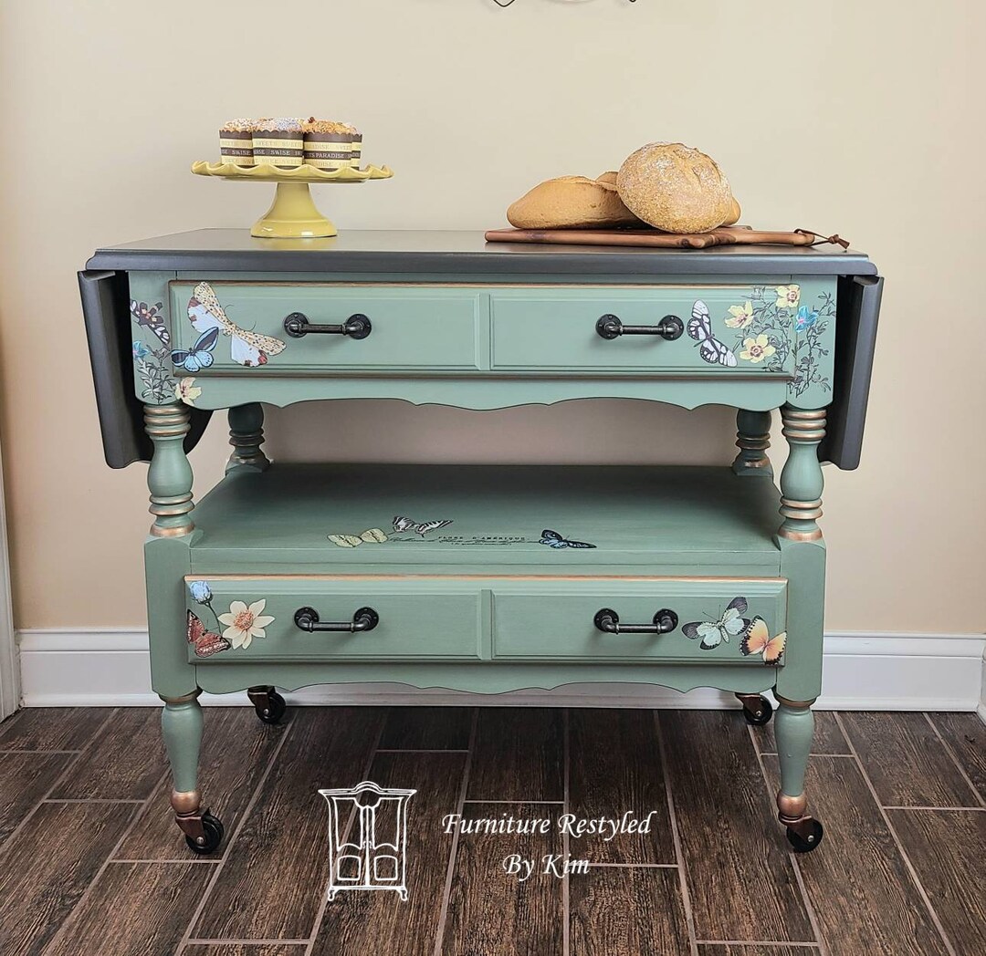 Sage Green Kitchen Cart/refinished - Etsy
