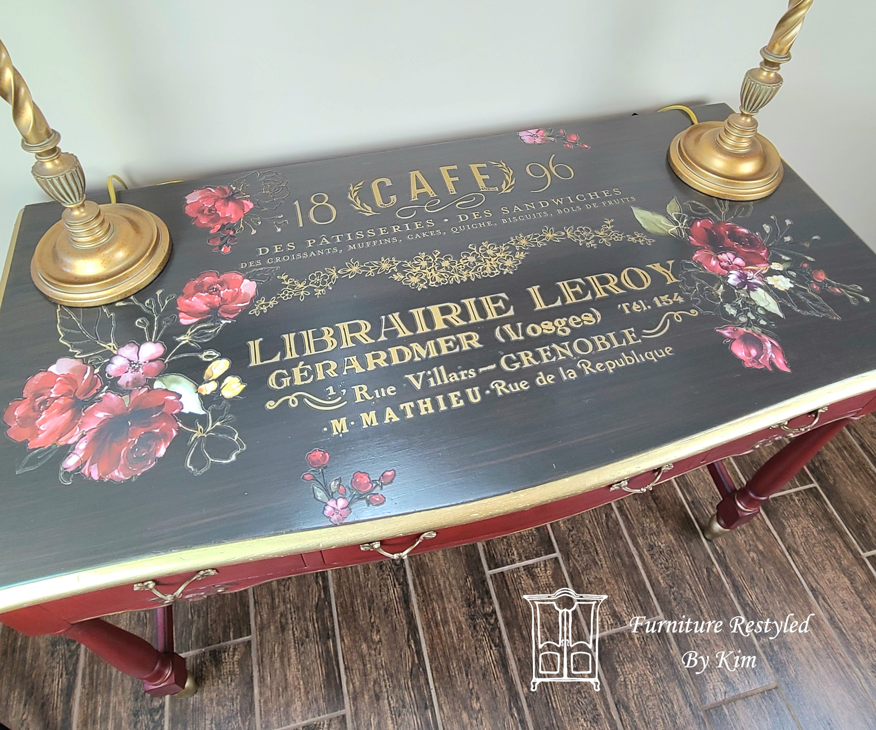 Elegant Vintage Red Console Table/refinished/hand Painted - Etsy