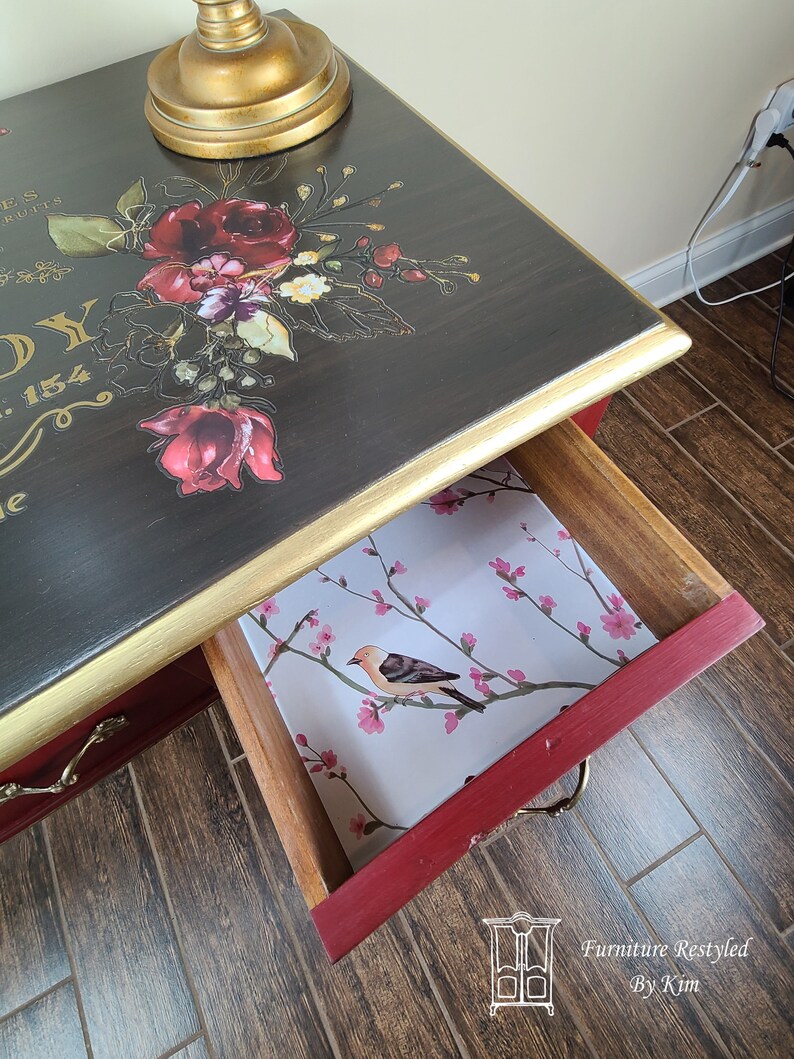 Elegant Vintage Red Console Table/refinished/hand Painted - Etsy