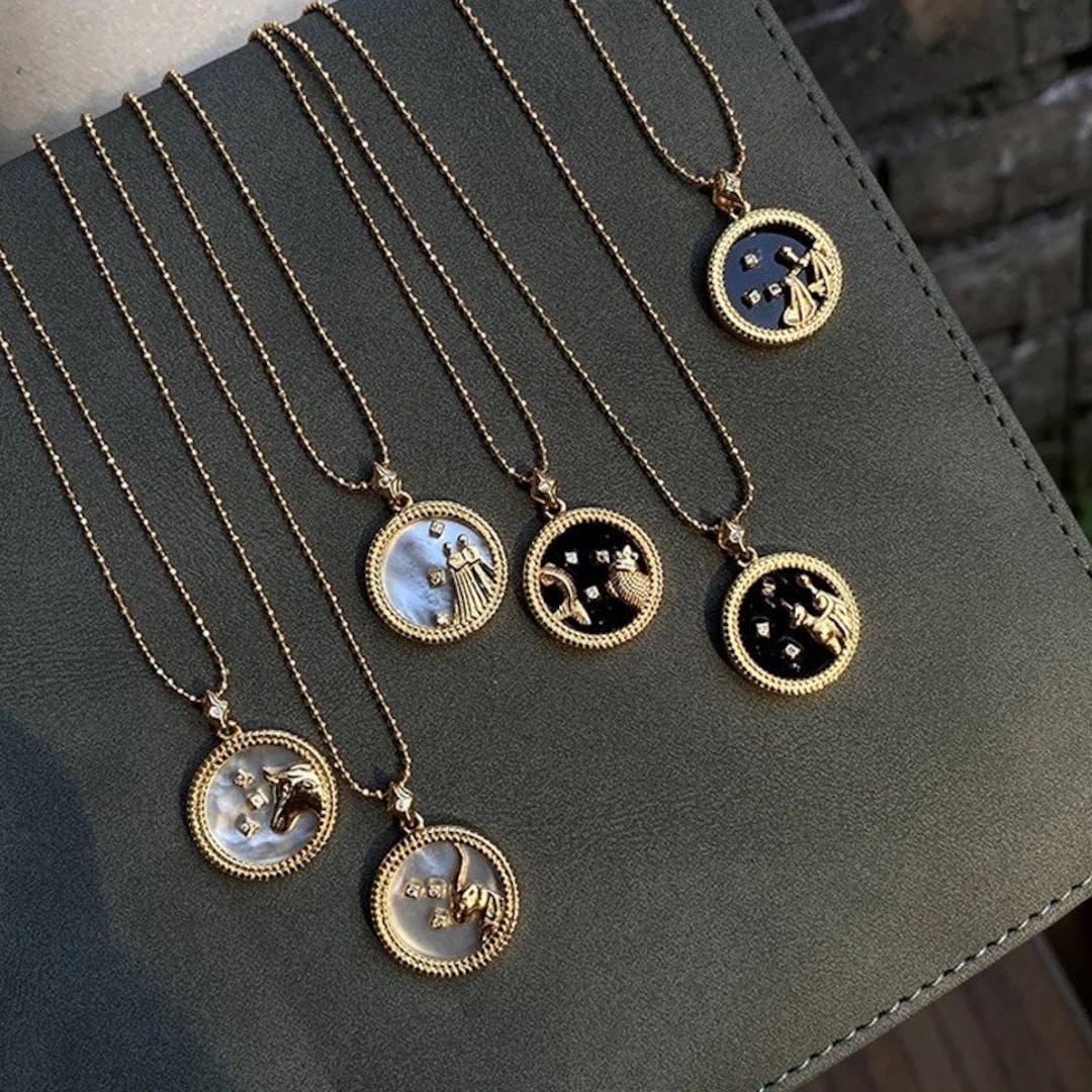 Zodiac Sign Gold Necklace, Sterling Silver Zodiac Sign Necklace ...
