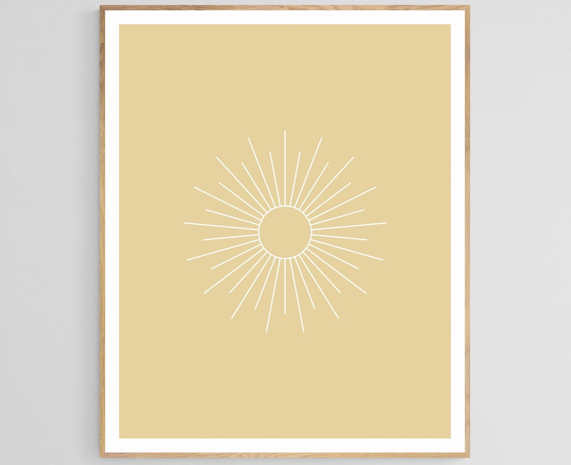 Sun Burst Print Boho Sun Print Modern Sun Printable Mid Century Sun ...
