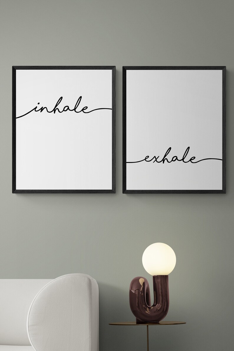 Daily Affirmation Poster Inhale Exhale Wall Art Poster Set Motivational ...