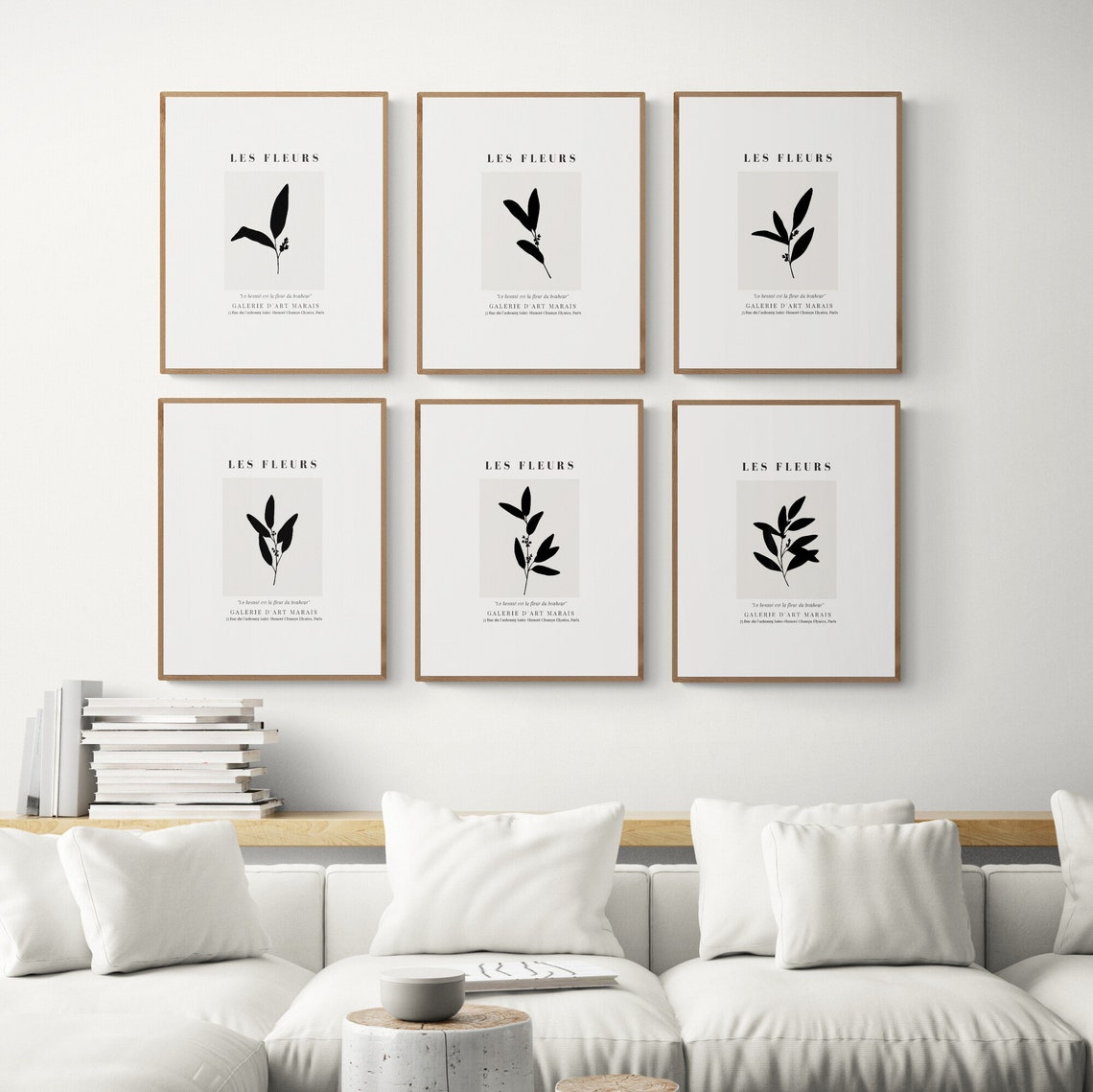 Minimalist Set of 6 Botanical Print Set, Modern Minimal Botanical Line ...