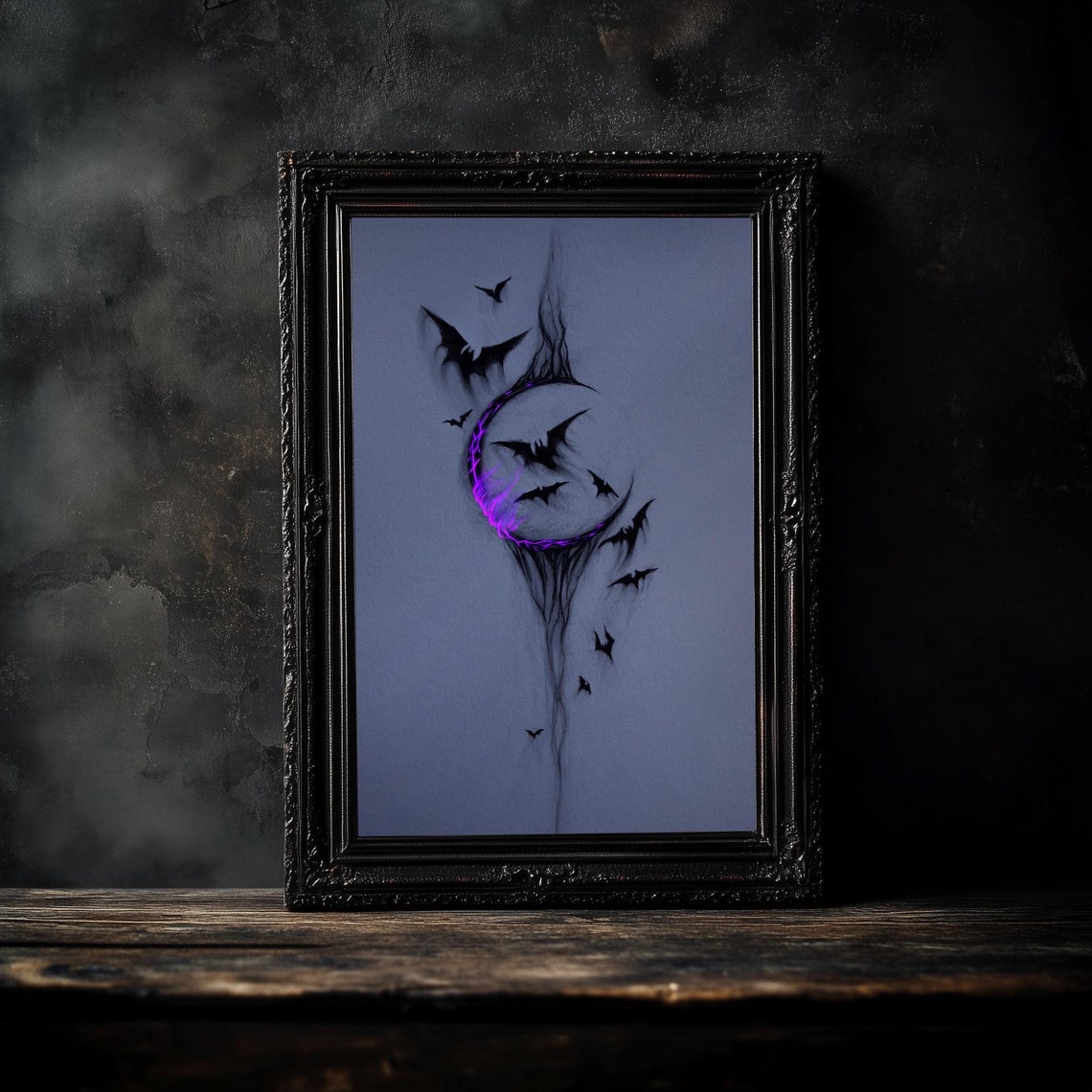 Nocturnes Embrace Art Print, Gothic Fantasy Decor, Dark Night Poster ...