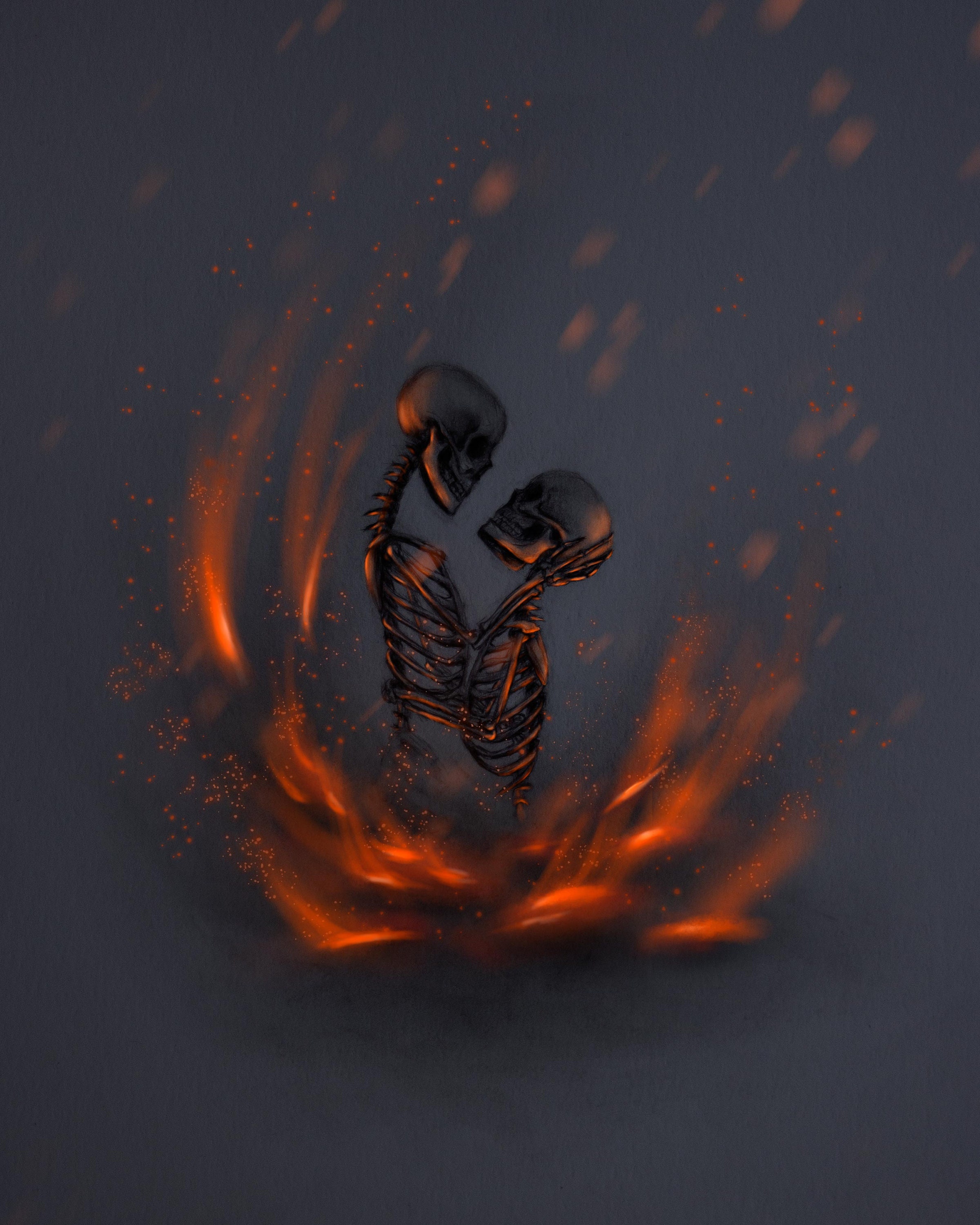 A Fracture in Time Art Print, Gothic Skeleton Couple Print, Dark ...