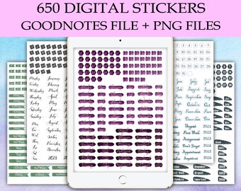 Digital Stickers Goodnotes Dates Days Months PNG Stickers - Etsy