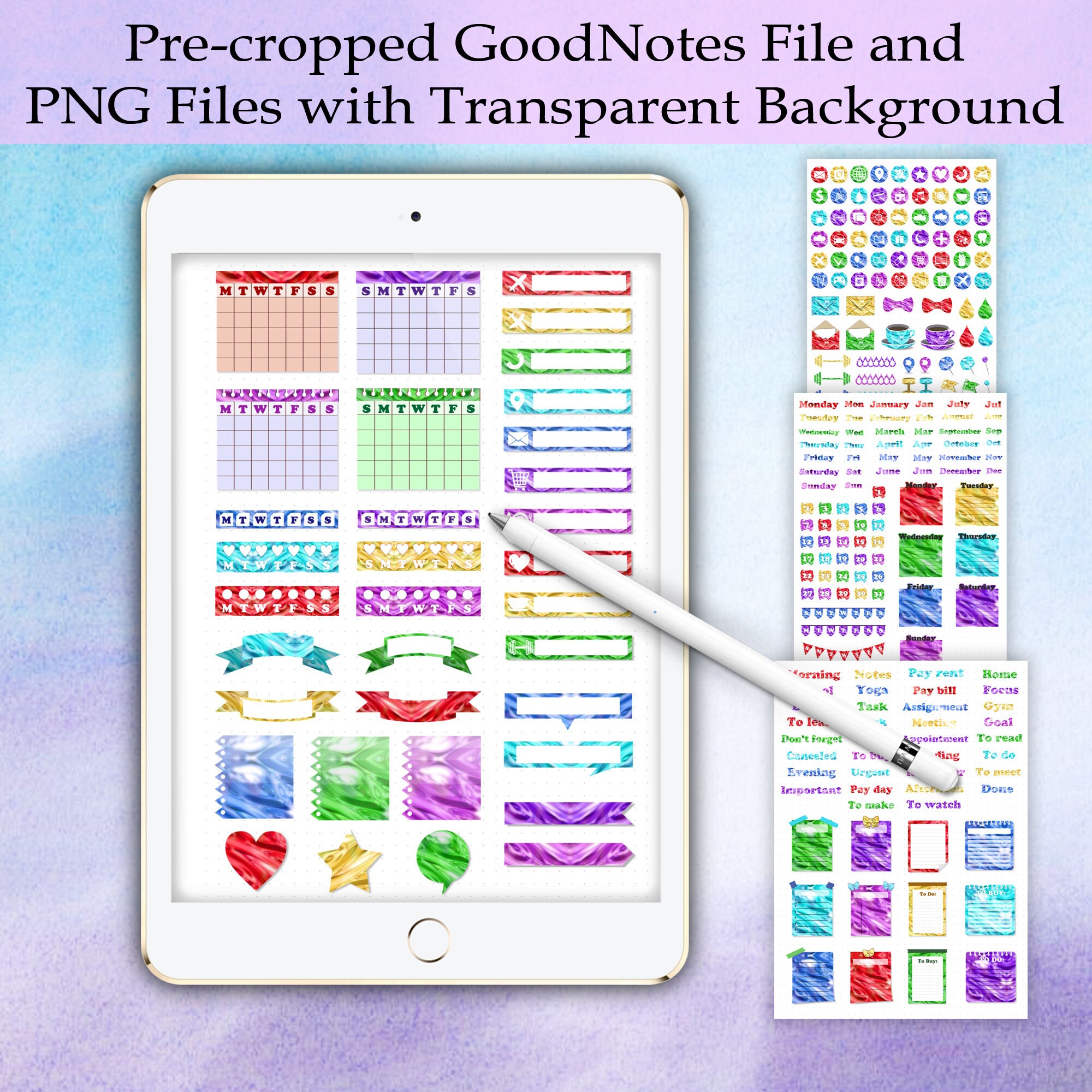 Rainbow Functional Goodnotes Digital Planner Stickers - Etsy
