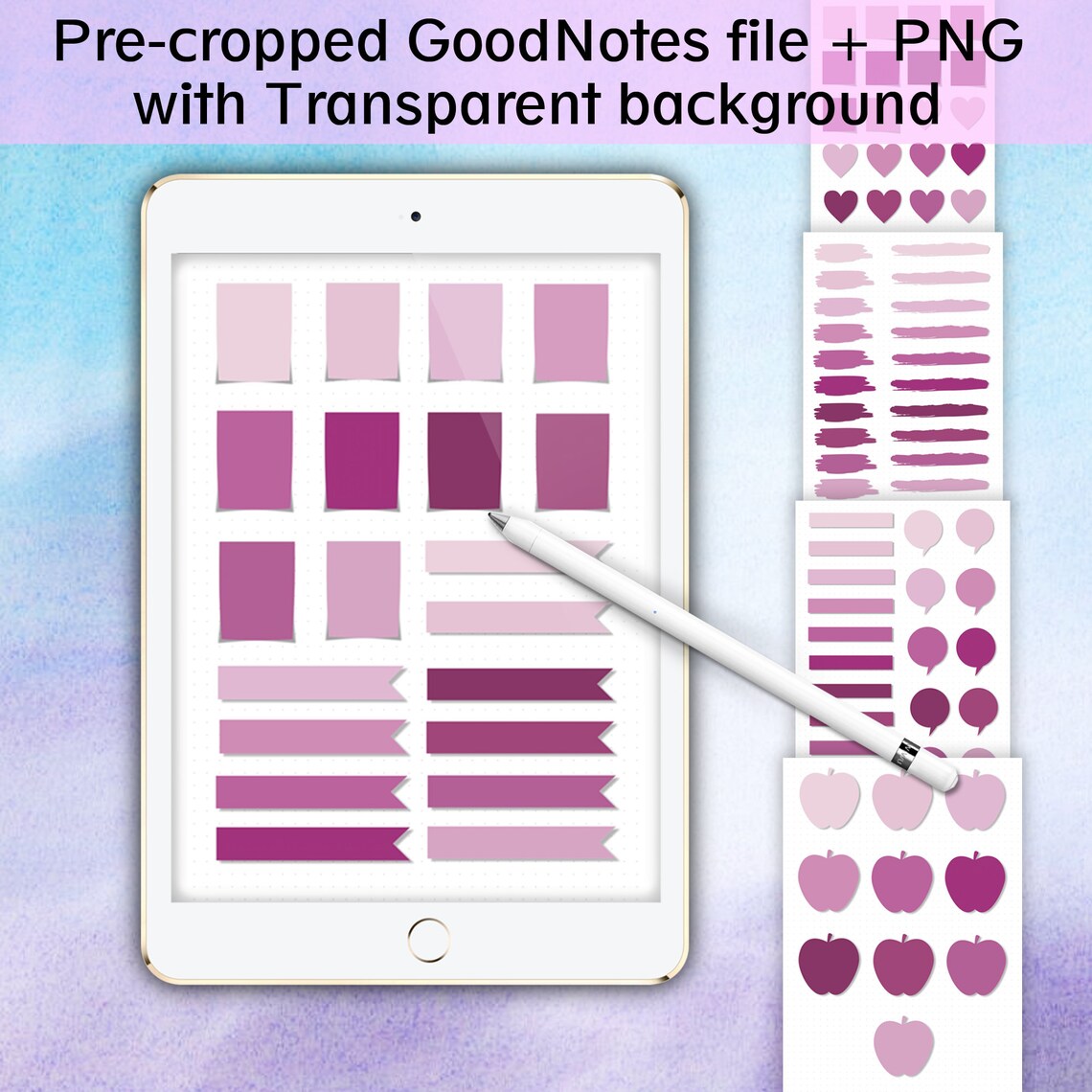 Purple Digital Sticky Notes Precropped Goodnotes Digital | Etsy