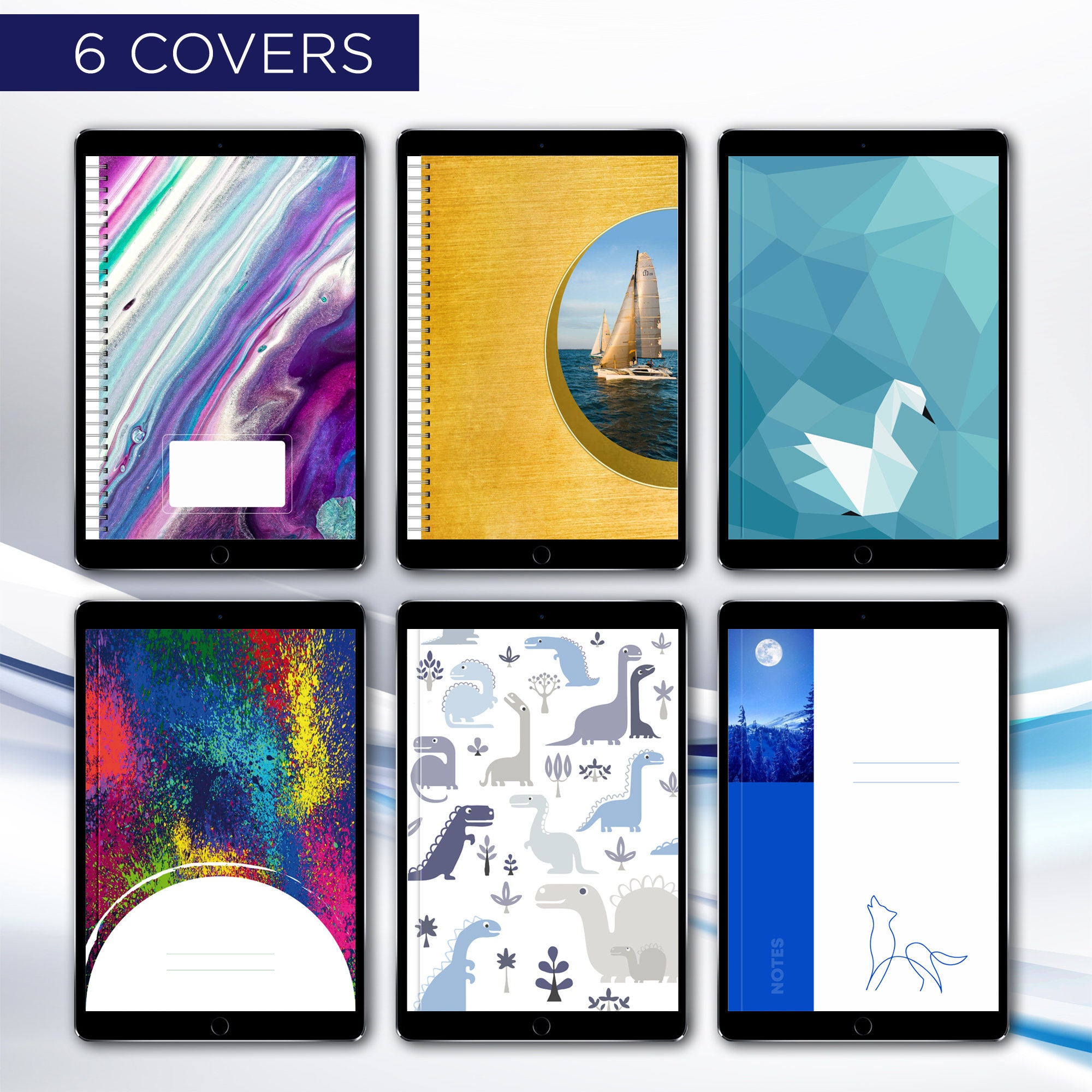 Marble Digital Notebook With Tabs, Purple Hyperlinked Notebook Journal ...