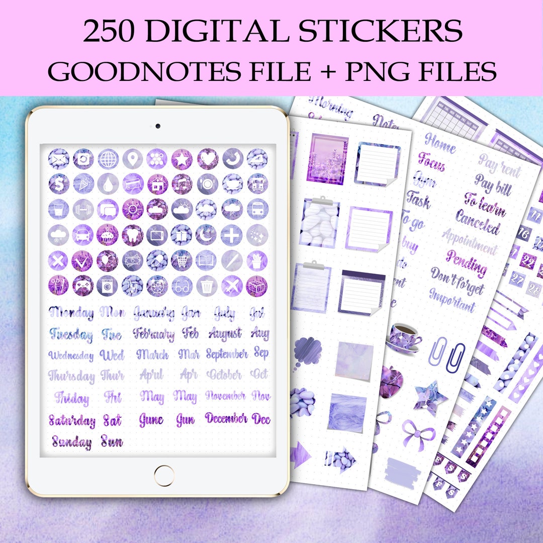 Purple Goodnotes Digital Precropped Stickers for Daily Life - Etsy