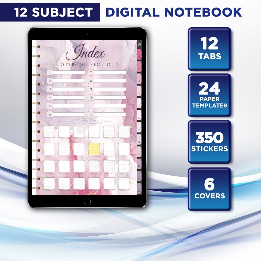 Rose Gold Marble Digital Tab Notebook Goodnotes, Hyperlinked Digital ...