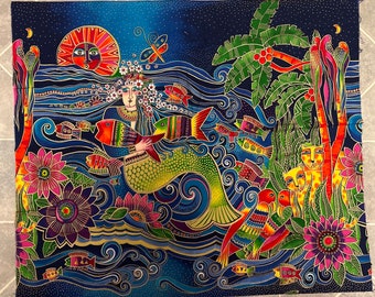 Fat Quarter Ocean Songs Accent Print by Laurel Burch Cotton Fabric - Etsy