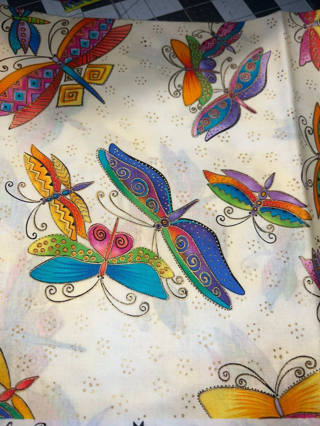 Fat Quarter Flying Colors Dragonfly Print by Laurel Burch Cotton Fabric ...