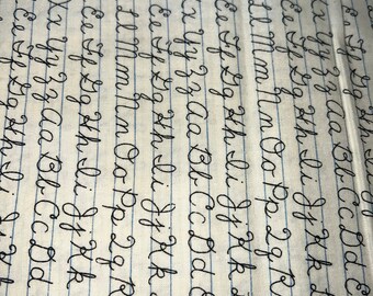 Vintage Cursive Alphabet Print - Etsy