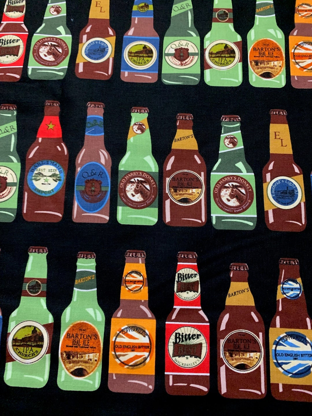 18” Man Cave All Over Beer Bottle Print Cotton Fabric by Kanvas 2502 - Etsy