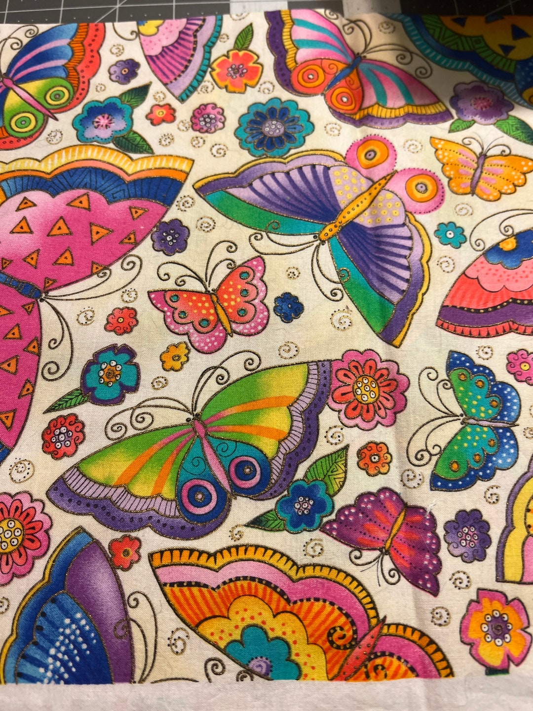 Fat Quarter Flying Colors Butterfly Print by Laurel Burch Cotton Fabric ...