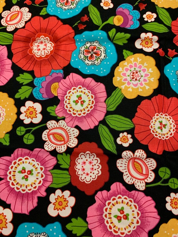 1/2 Yd Vibrant Floral Print Cotton Fabric by Blank Quilting - Etsy