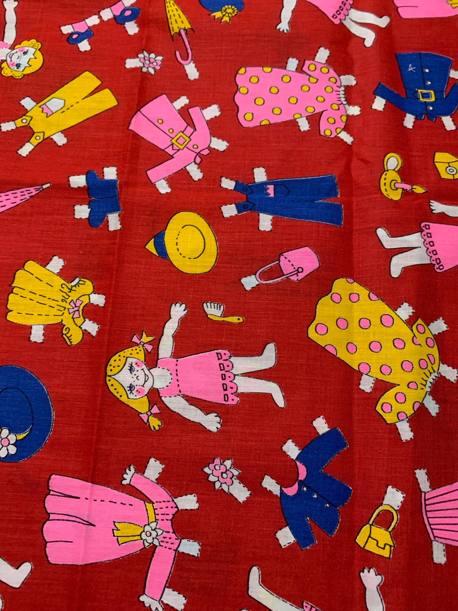 23” Vintage 70’s Allover Paper Doll Style Print Cotton Fabric 3049 - Etsy
