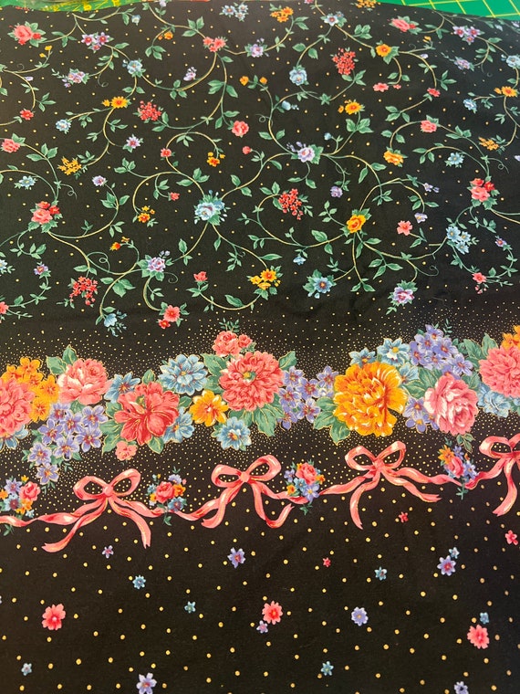 1/2 Yd Vintage Floral Border Print Cotton Quilt Fabric by - Etsy