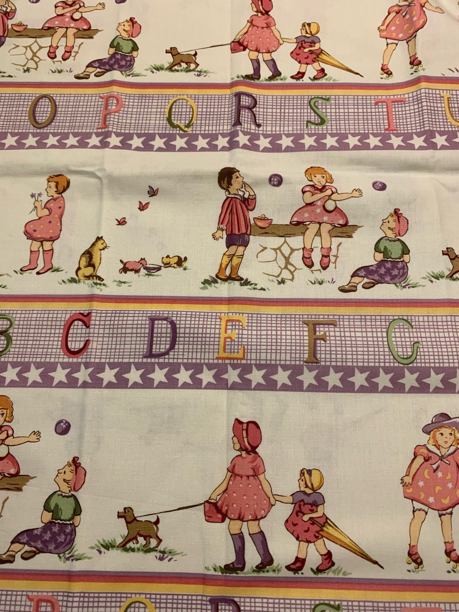 1/2 Yd “vintage Alphabet Stripe Retro Kids ” by Michael Miller Cotton ...