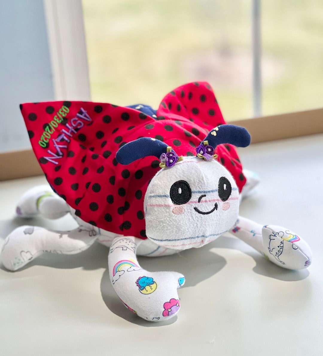 Ladybug Cuctom Keepsake Memory Toys Made From Babay Onesies , Baby Girl ...