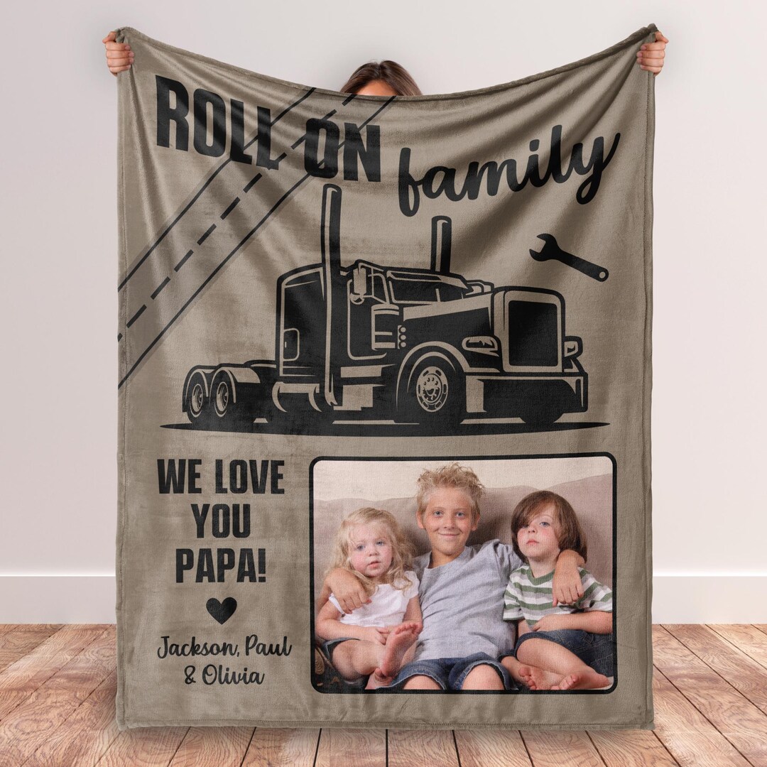 Personalized Trucker Blanket Tractor Trailer Gift for Trucker Custom ...