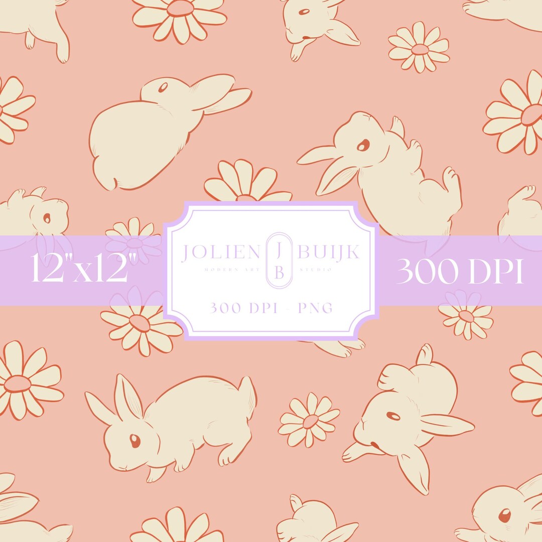 300 DPI PNG | Bunny Easter | Spring Seamless Pattern | Digital Papers ...