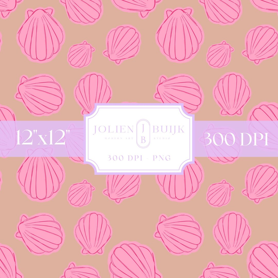 300 DPI PNG | Pink Beach Seashells | Spring Shell | Seamless Pattern ...