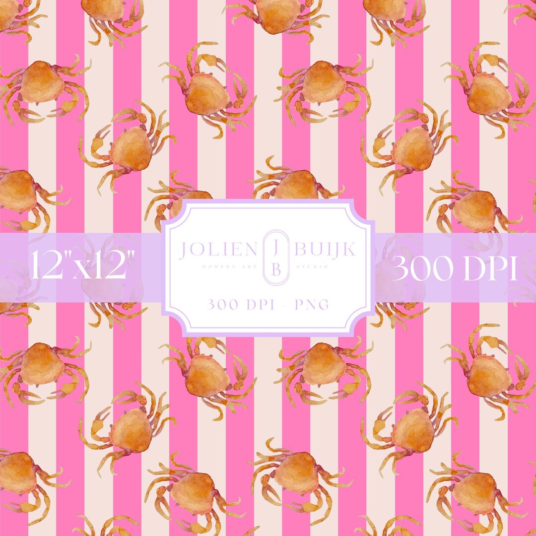 300 DPI PNG | Watercolor Beach Crabs | Summershell | Seamless Pattern ...