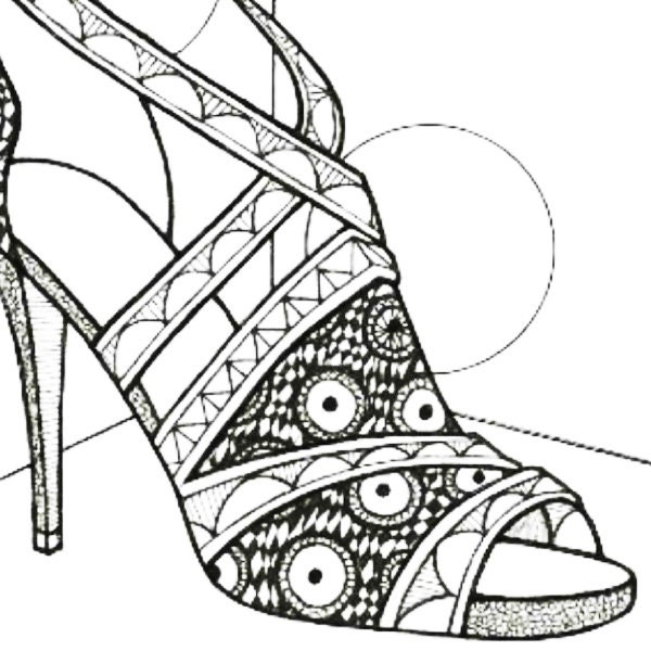 Fashion Shoes, Coloring Book Page, Digital Download, Designer Shoe ...
