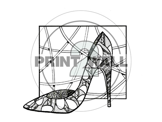 Fashion Shoes Coloring Book Page Digital Download Designer - Etsy