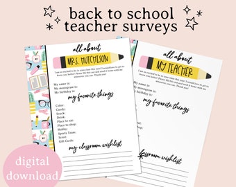 All About My Teacher Survey School Year Questionnaire - Etsy