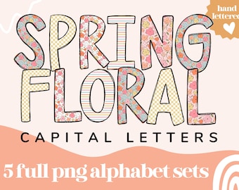 Floral Letters & Numbers PNG, Alpha Doodle, PNG Letters, Floral Doodle ...