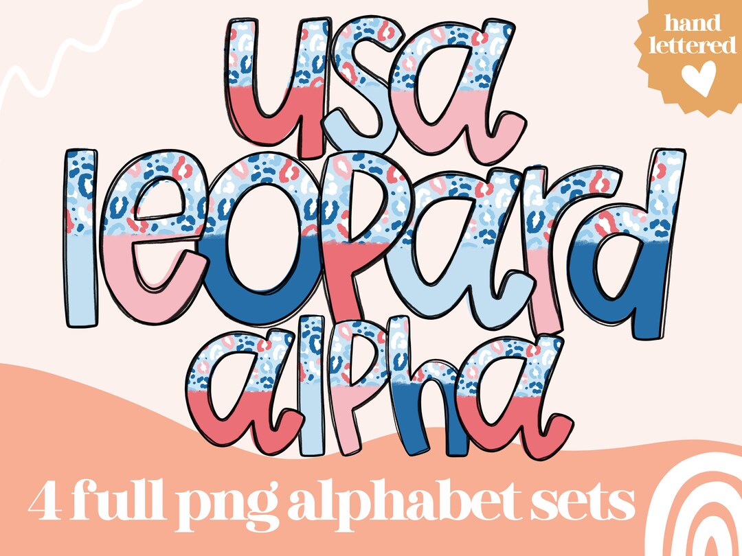 USA Leopard Alpha | Handlettered Doodle Letters PNG | Patriotic Alpha ...