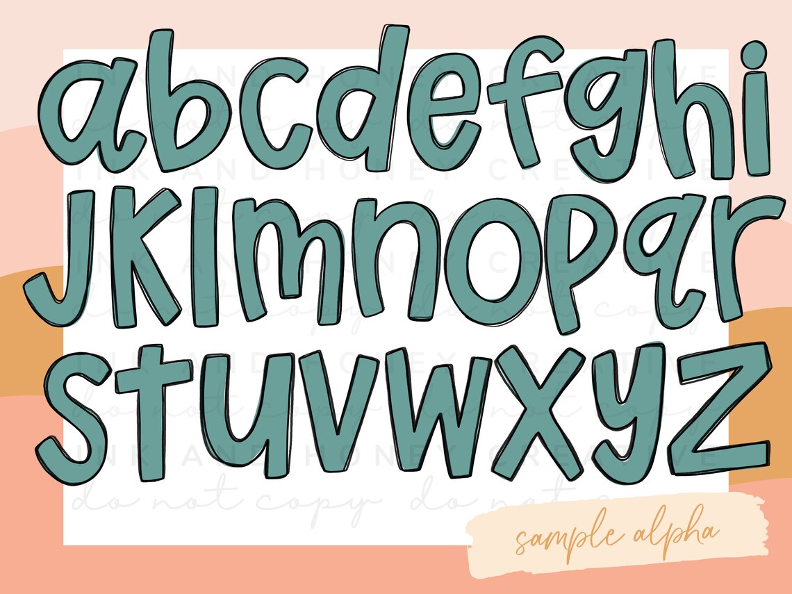 All Smiles Alpha Handlettered Doodle Letters PNG Bright Happy Alpha ...