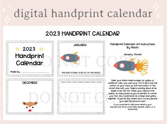 Buy GIRLS 2024 Handprint Calendar, Handprint Art, Printable 2024 ...