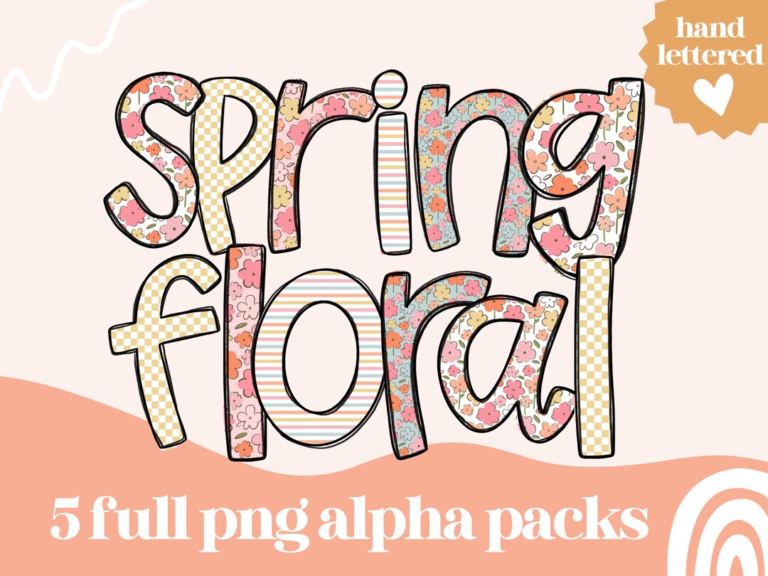 Spring Floral Alpha | Handlettered Doodle Letters PNG | Spring Floral ...