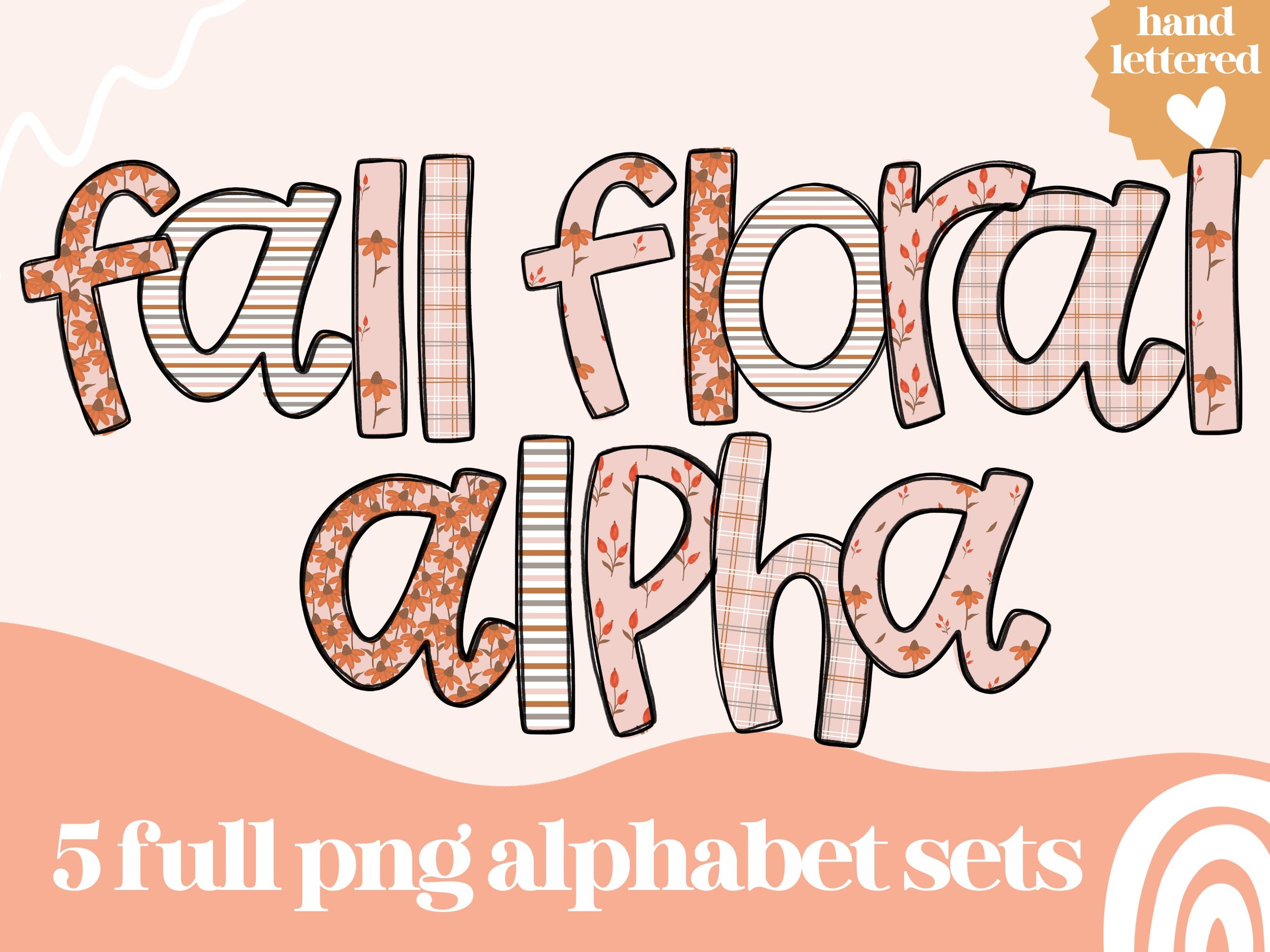 Fall Floral Alpha | Handlettered Doodle Letters PNG | Fall Doodle Alpha ...